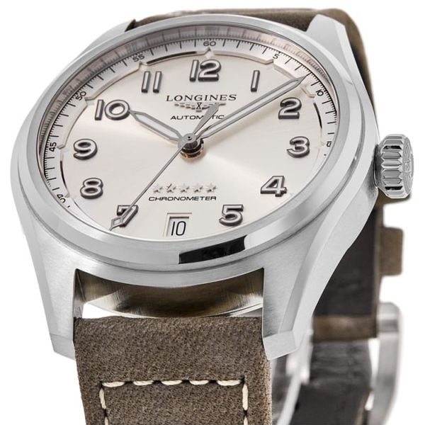 New Longines Spirit Automatic Champagne Dial Leather Men's Watch L3.410 ...