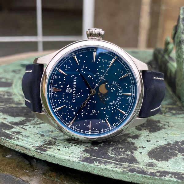 Steinhart Marine 42 Moon Phase Starry Night Automatic Dress Watch 42mm ...