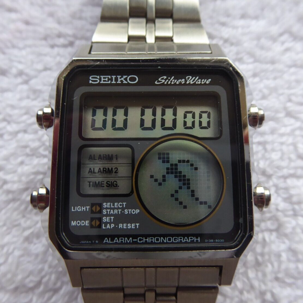 SEIKO D138 SILVERWAVE - "RUNNING MAN" DIGITAL WATCH - LCD WRISTWATCH ...