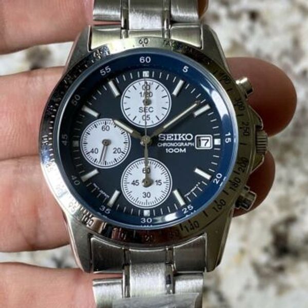 SEIKO SND365P1 SND365PC Chronograph Men's Watch Reverse Panda - FULL ...