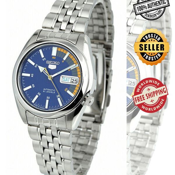 Seiko 5 Automatic SNK371 SNK371K1 Men Day Date Blue Dial Watch Free ...