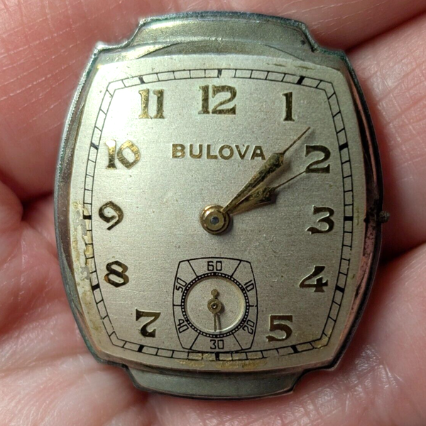 1948 BULOVA 10BC Art Deco 17 Jewels 24mm Watch Movement & Rear Case ...