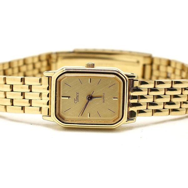 TIMEX Square Dial Gold Tone T93 Women's Watch NEEDS Battery ...