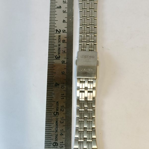 USED BAND STRAP VINTAGE SEIKO 5 BAND WIDTH 18. MM STAINLESS STEEL BAND ...