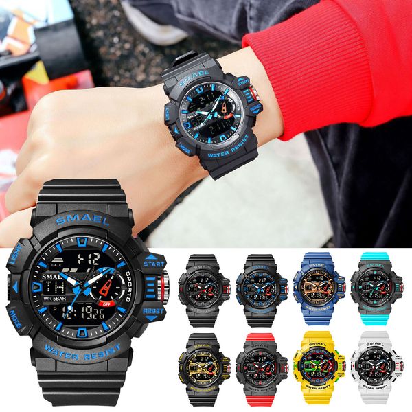 SMAEL Mens Sports Watch Waterproof Quartz Analog Digital Military Wrist ...