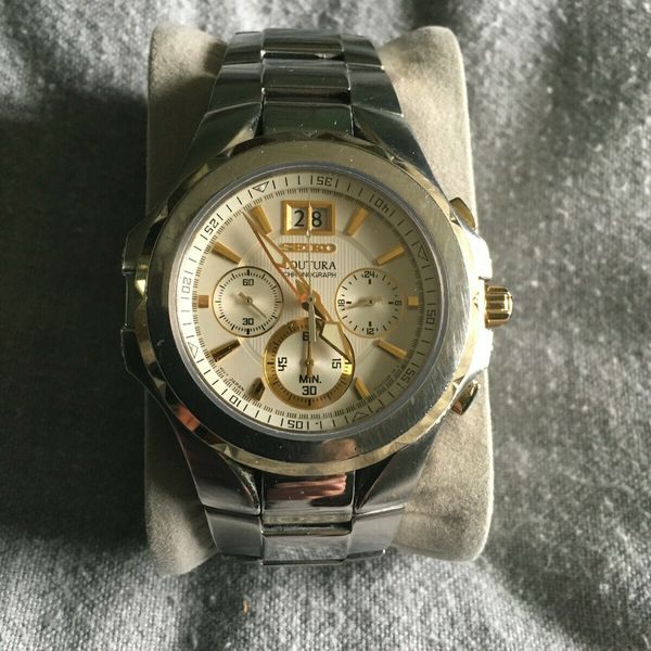 Seiko Coutura Chronograph Stainless Steel 7T04-0AB0 Sapphire Crystal ...