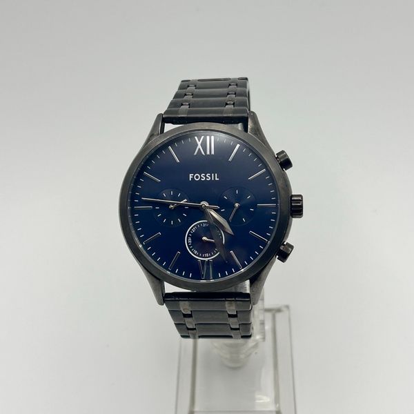 Fossil Metallic Gray Blue Dial St. Steel Menâ s Chronograph Watch ...