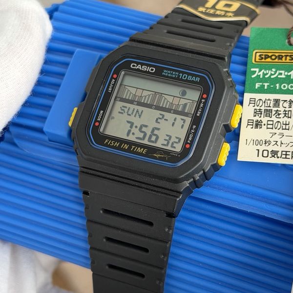 NOS Rare Vintage Casio Fish In Time FT-100W Menâ s Digital Sports Watch ...