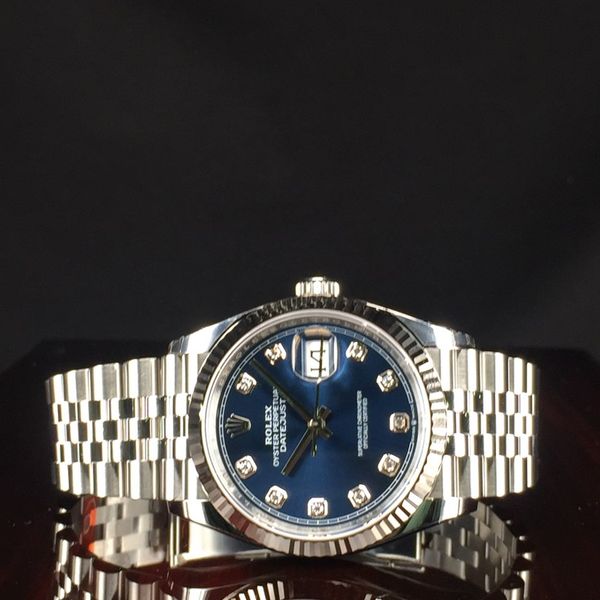 Brand New Rolex Datejust 36mm Bright Blue 10 Diamond Dial 126234 ...