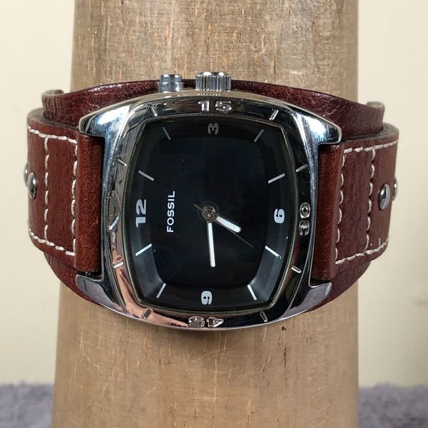 Fossil Men AM-3695 Leather Quartz Analog For Watch Parts Or Repair Only ...