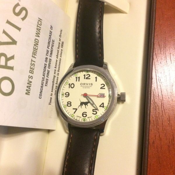 Orvis Man's Best Friend Watch! Leather Band. Japan Movement. Water ...