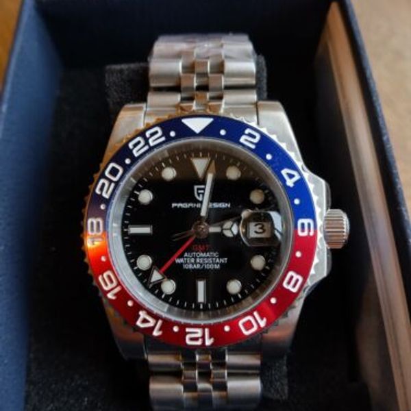 Pagani Design GMT Automatic Watch Jubilee Pepsi Red Blue Bezel NH34 ...