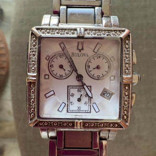 Ladies' Bulova (Model: 96R000) Sport Chronograph Diamond Accent square ...