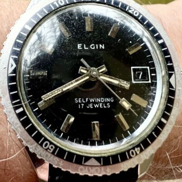 Vintage Elgin Diver Automatic Watch - DH107-2879 - With Box - Rotating ...