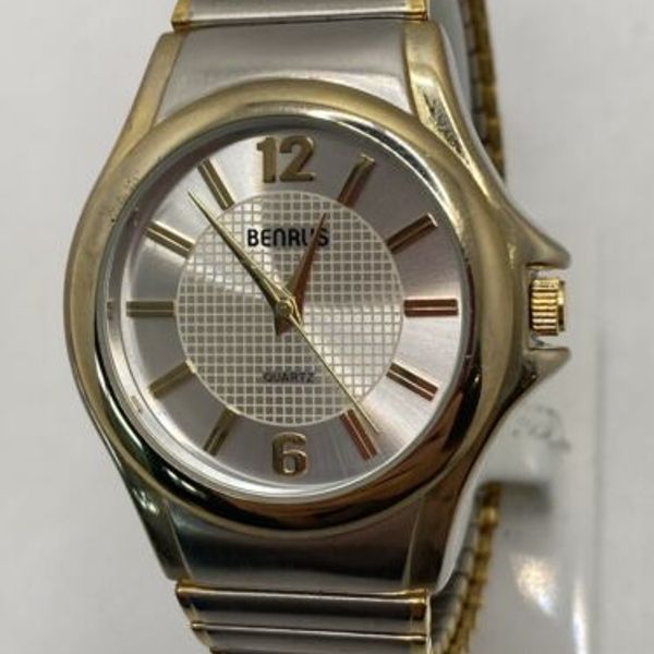 Benrus Watch Two-tone Expansion Band Day Date New Battery! Mens Fashion ...