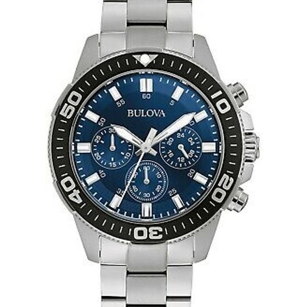 Bulova Quartz Chronograph Blue Dial Stainless Steel Men's Watch 98A247 ...
