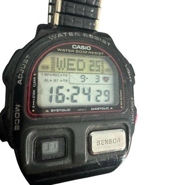 Vintage 1990s Casio BP-100 Digital Watch Blood Pressure | WatchCharts ...