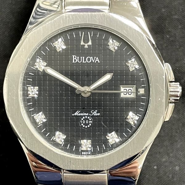 Bulova Marine Star 96D14 Diamond Accent Watch w/ Black Dial (No Box or ...