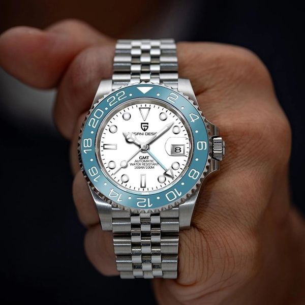 Pagani Design GMT Automatic Watch Light Blue Bezel New 1662 Jubilee ...