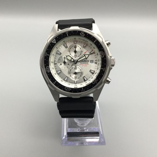 Casio Chronograph Diver Watch Men 46mm Silver Tone Date 2328 AMW-330 ...