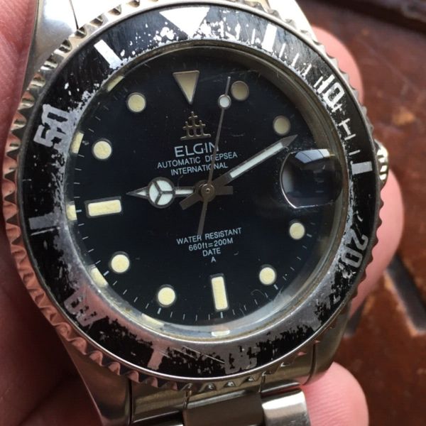 Elgin Deepsea International Mens Vintage Automatic Divers Oyster Style ...