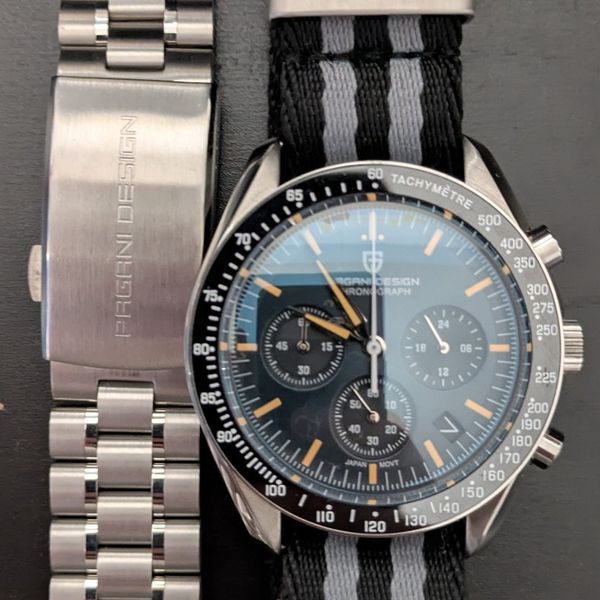 Pagani Design PD1701 Vintage Blue Speedmaster Moon Chronograph Watch ...