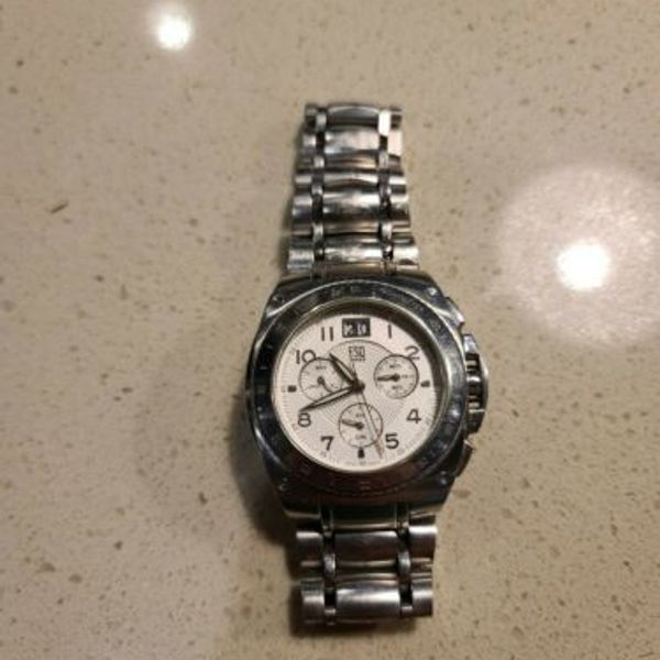ESQ by Movado Swiss Men's Silver Dial Stainless Steel Chronograph Watch ...