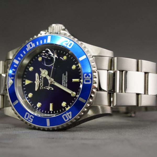 Blue Bezel Invicta Pro Diver 40mm Mens Quartz Stainless Steel Wrist ...