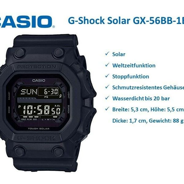Casio G-Shock Orologio da polso digitale solare gx-56bb-1er Nero Nuovo | WatchCharts