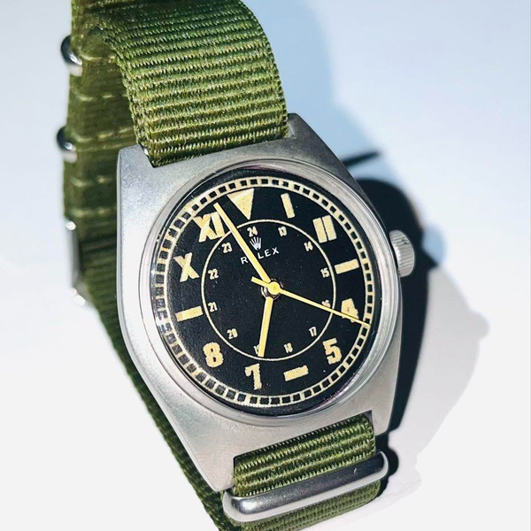 ROLEX Military Vintage Watch Vietnam War Hand-Rolled Black Dial Used ...