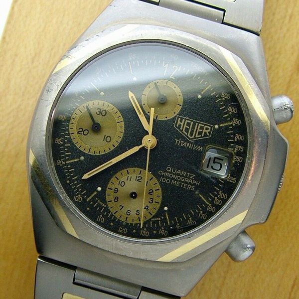 MEN'S VINTAGE 1980s HEUER TITANIUM TWO TONE CHRONO WATCH 225.206 FOR ...