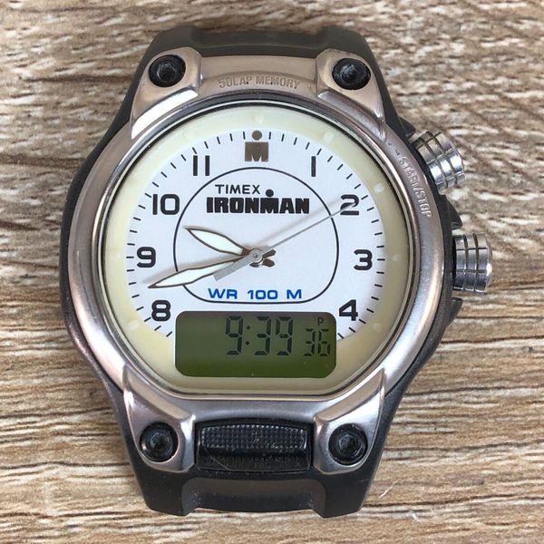 Vintage Timex Men Ironman White Dial 39mm Quartz Ana Digi Watch **NO ...