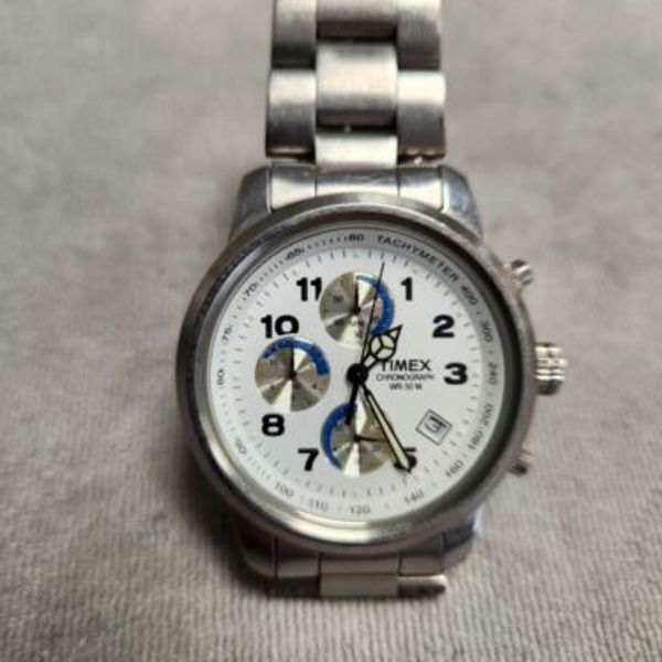 Timex Vintage Chronograph White Face Stainless | WatchCharts Marketplace