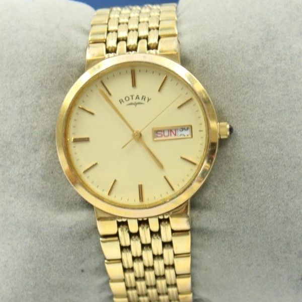 ROTARY Gold Toned Classic Day/Date Quartz Wristwatch Spares/Repairs ...