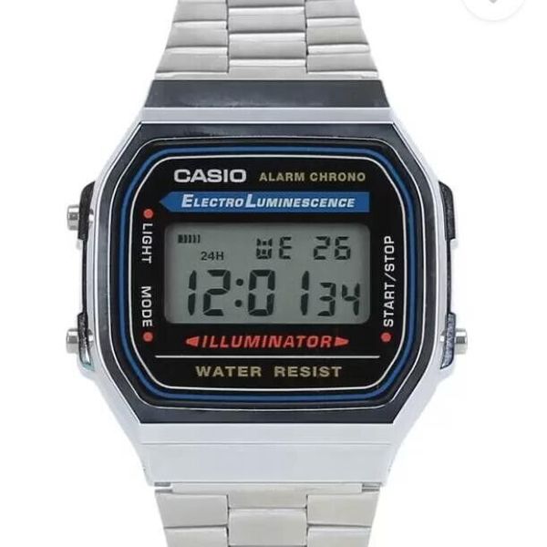 Casio Men's Vintage Digital Illuminator Watch A168WA-1WCR- Stainless Steel Band | WatchCharts ...