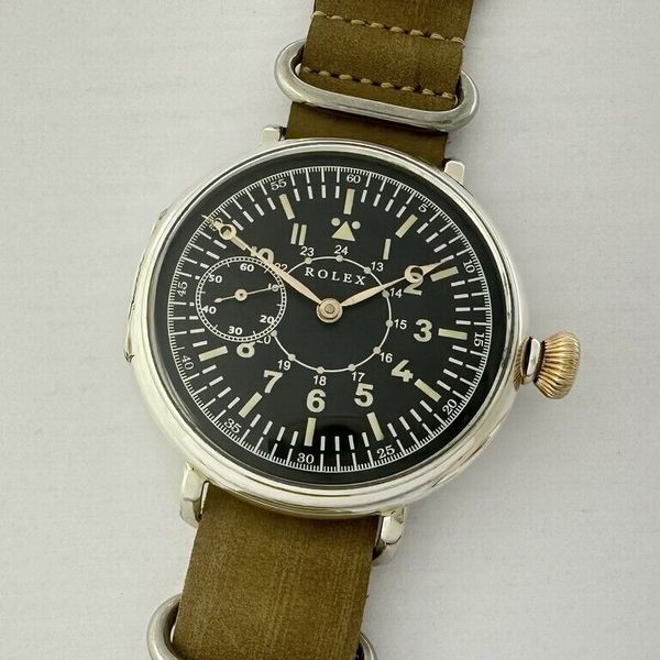 Rolex Laco Aviator FLIEGER Luftwaffe Pilots WWII Vintage Swiss Silver ...