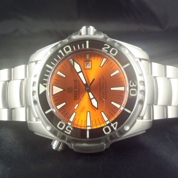 DEEP BLUE DEPTHMASTER 3000M AUTOMATIC ORANGE DIAL STAINLESS STEEL DIVE ...