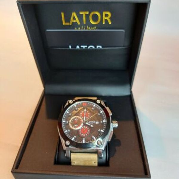 MENS LATOR CALIBRE L9180 CHRONOGRAPH WATCH LEATHER STRAP BRAND NEW IN ...