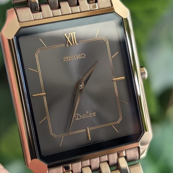 [N Mint] SEIKO Dolce 8N40-5050 Black Dial tank quartz Men's Watch ...