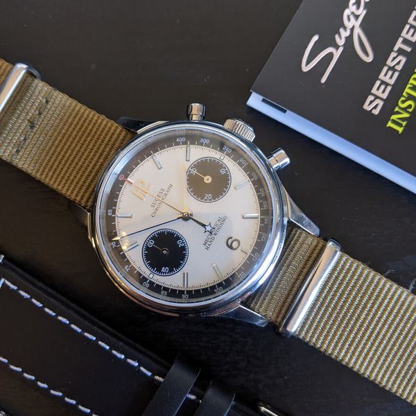 Sugess Panda DIAL Mechanical Chronograph 38MM Men Watch Seagull 1963 ...