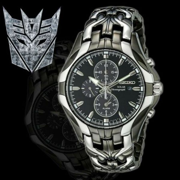 Seiko Men's Solar Excelsior Black ION Stainless Steel Chronograph Watch ...