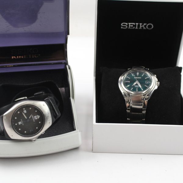 Mens Assorted Seiko Kinetic Powered Boxed Watches Quartz UNTESTED x 2 ...