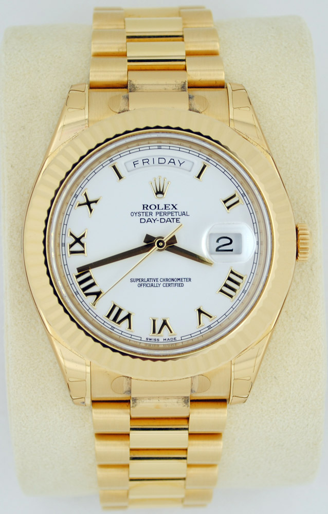 FS: BNIB Rolex 218238 Day-Date II 41MM Yellow Gold White Roman Dial ...