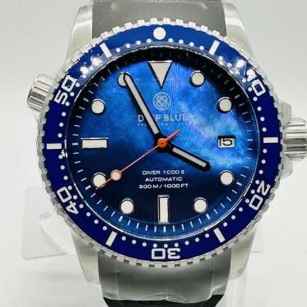 DEEP BLUE DIVER 1000 AUTO DIVE WATCH-BLUE MOTHER OF PEARL 40mm DIAL ...