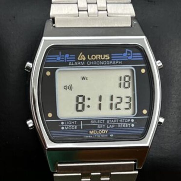 New 1987 LORUS Seiko Melody Alarm Menâ s 34mm Digital Watch Chrono Day ...