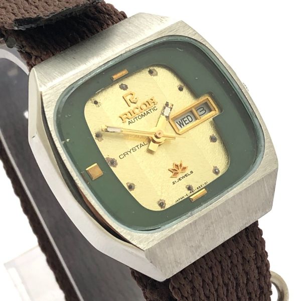 Vintage Style Men's RICOH Crystal Automatic 21-Jewels Wrist Watch Japan ...