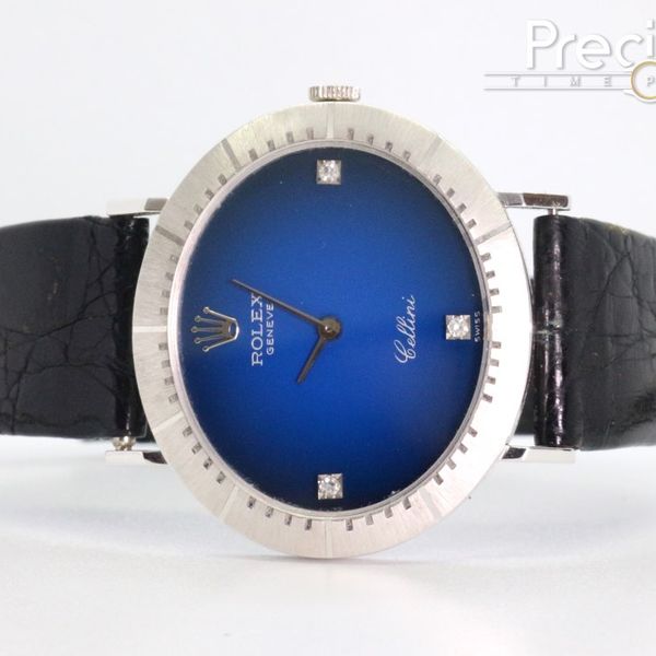 Rolex Cellini Ref: 4083 Blue Vignette Dial ŵ Diamond Hour-Markers ...