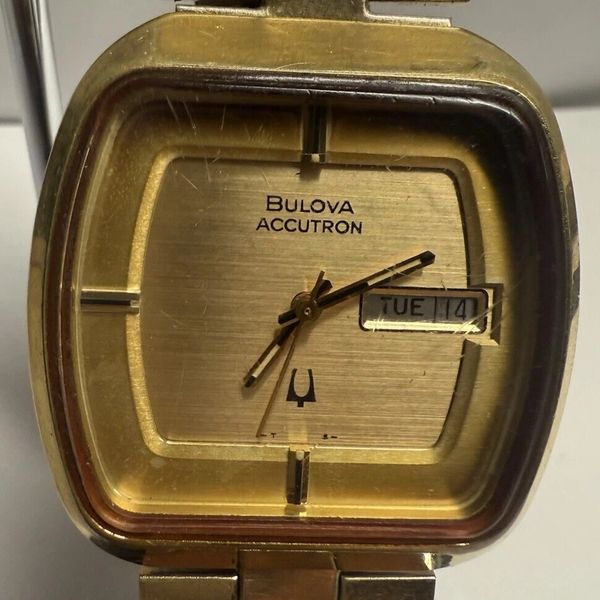 ð ¥Rare Vintage! BULOVA ACCUTRON - 218 Tuning Fork - Day/Date Menâ s ...