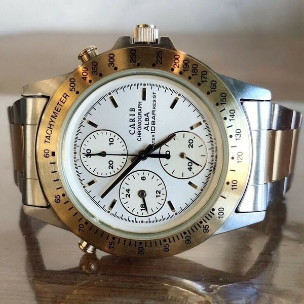 SEIKO ALBA CARIB CHRONOGRAPH SpeedMaster Style 100m Great Condition ...