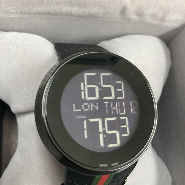 Gucci Digital Black Dial World Time Swiss Made Men's Watch,New In Box ...